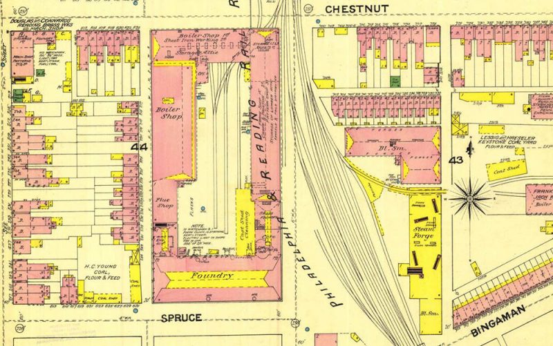 Philadelphia & Reading Railroad Shops, 7th & Chestnut Streets ...